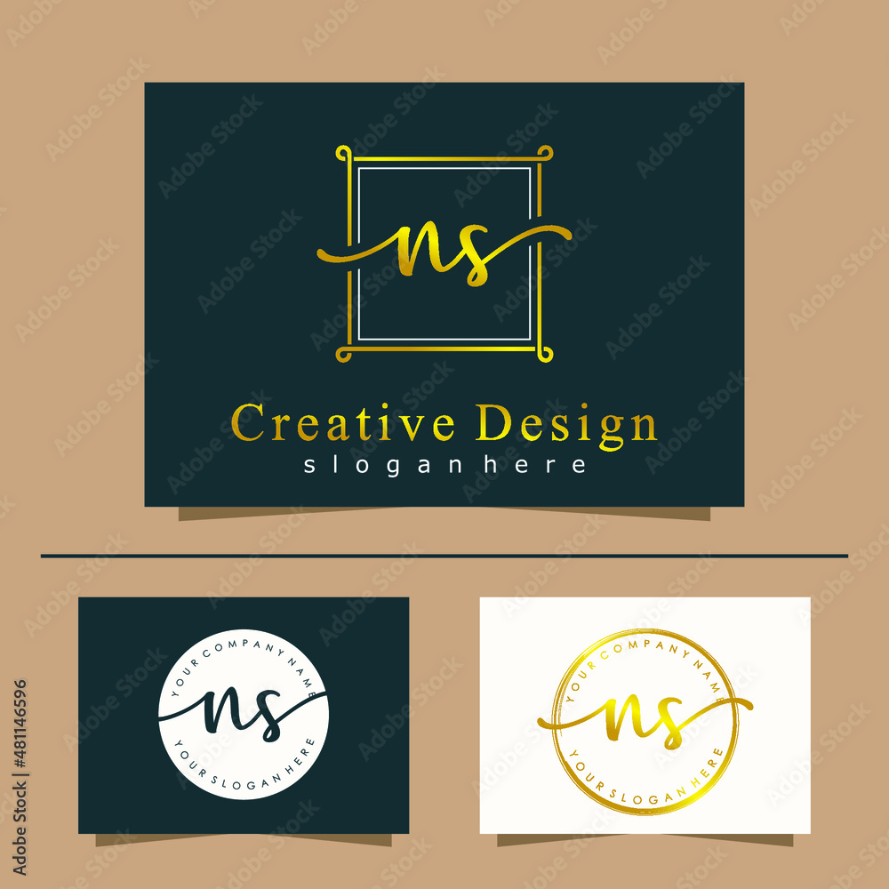 Initial letter NS calligraphy handwritten logo. Feminine logo ...