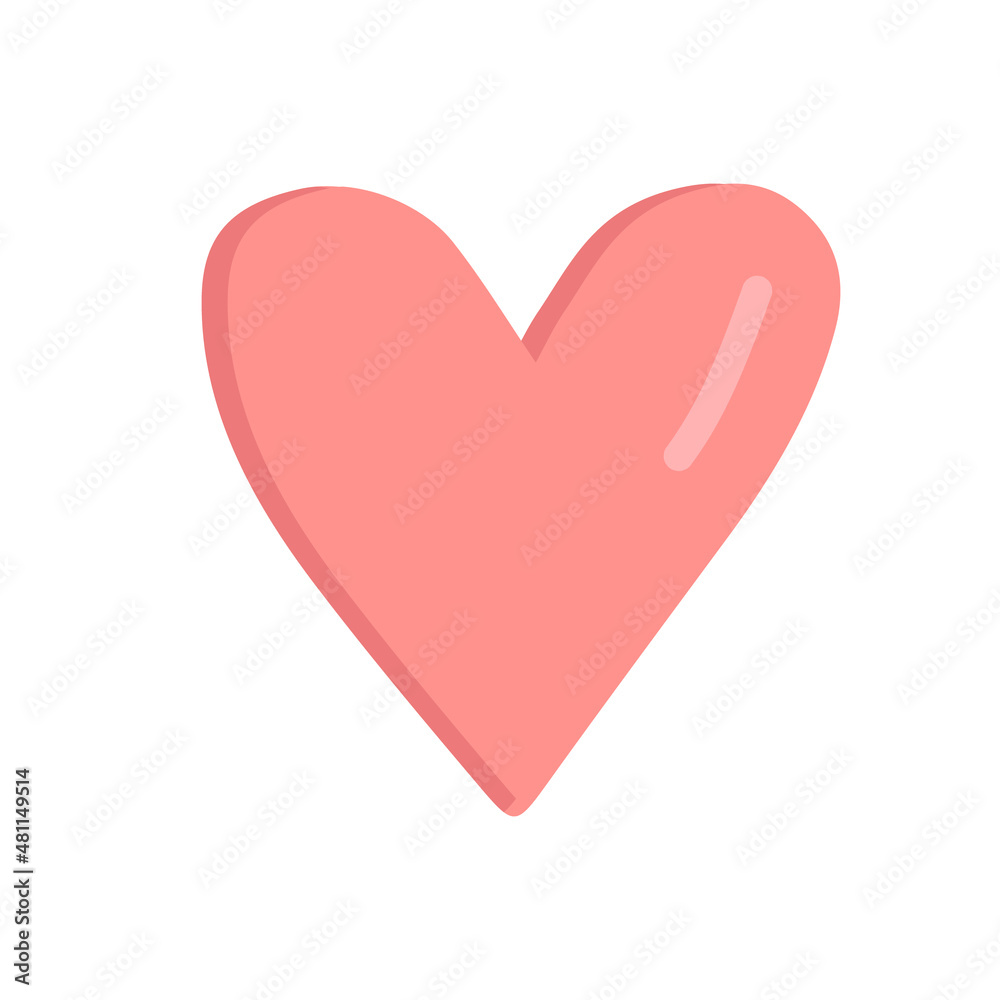 Vector flat cartoon pink heart isolated on white background Stock ...