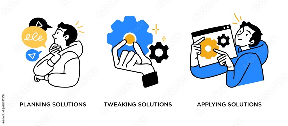 Solutions and difficult problem solving process - set of business ...