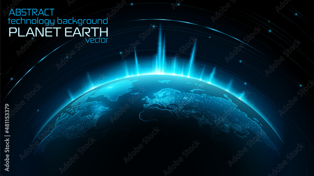 Vector. Map of the planet. World map. Global social network. Future ...