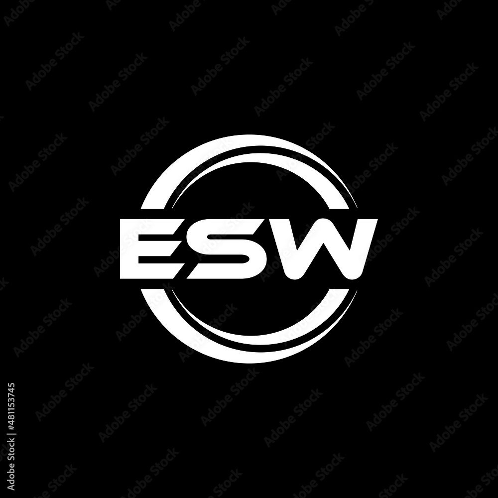 Vecteur Stock ESW letter logo design with black background in ...