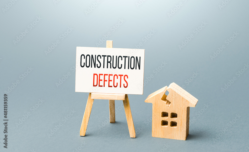 Cracked house and construction defects sign. Correction of damage and ...