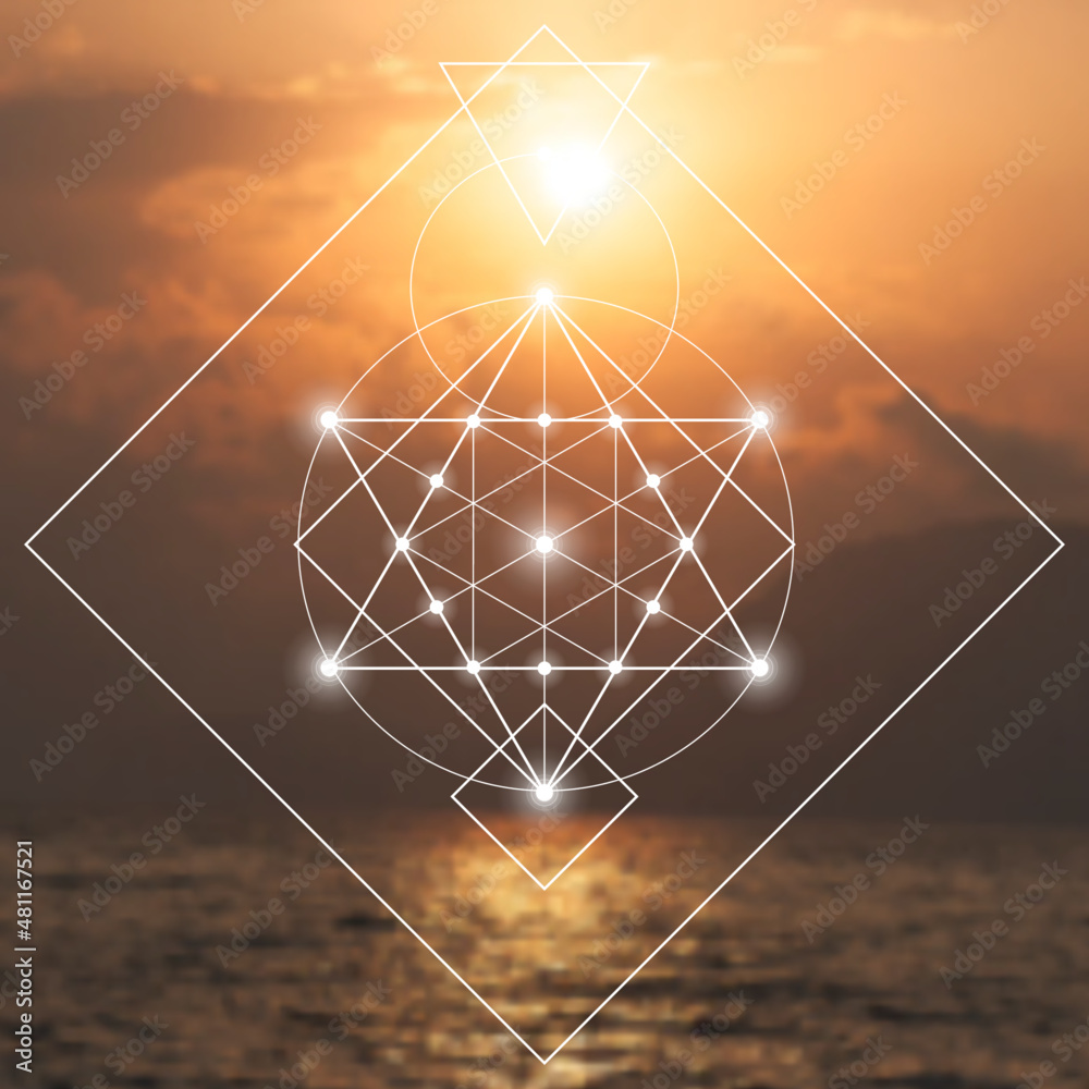 Merkaba sacred geometry spiritual new age futuristic illustration with ...