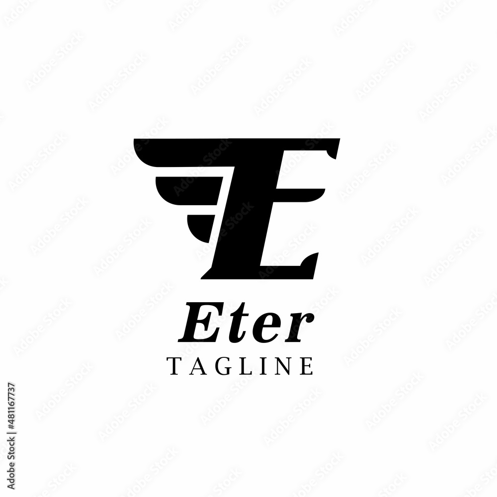Point Letter E Logo. Ether letter design vector with wings Stock Vector ...