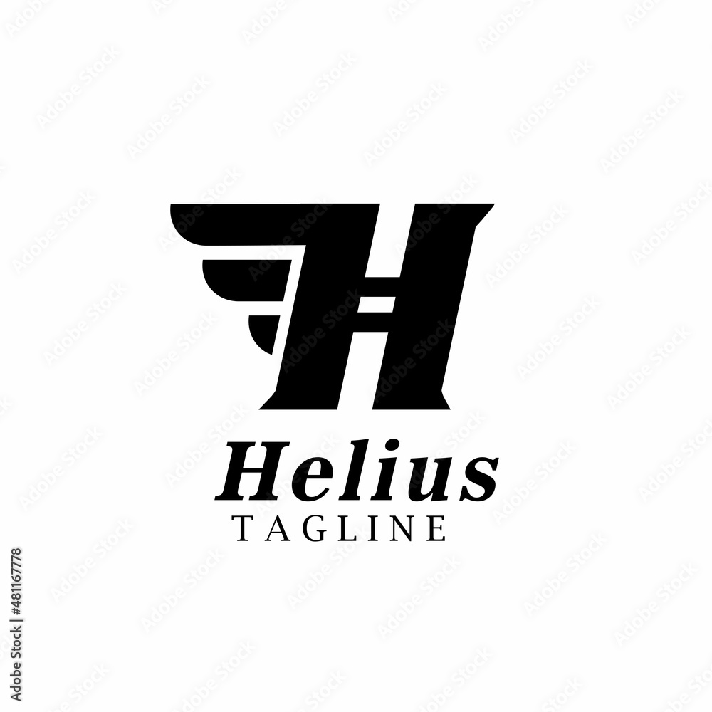 Point Letter H Logo. Helius Lettering Design Vector with wings Stock ...