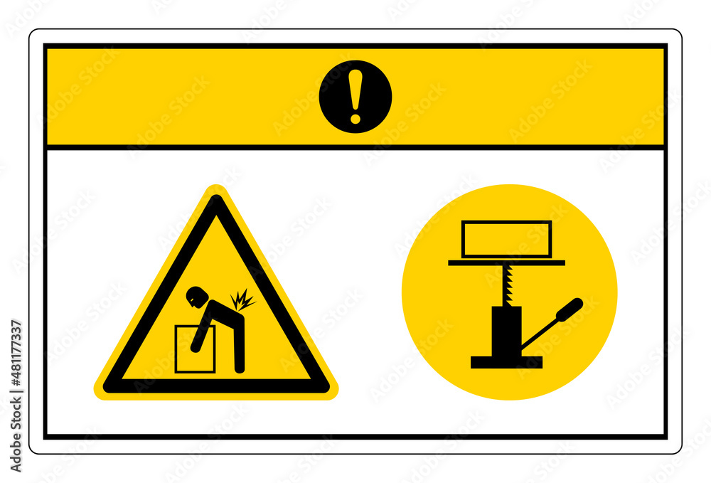 Caution Lift Hazard Use Mechanical Lift Symbol Sign On White Background ...