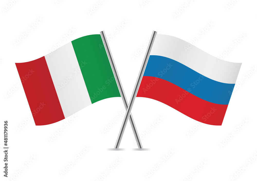 Italy and Russia flags. Italian and Russian flags isolated on white ...