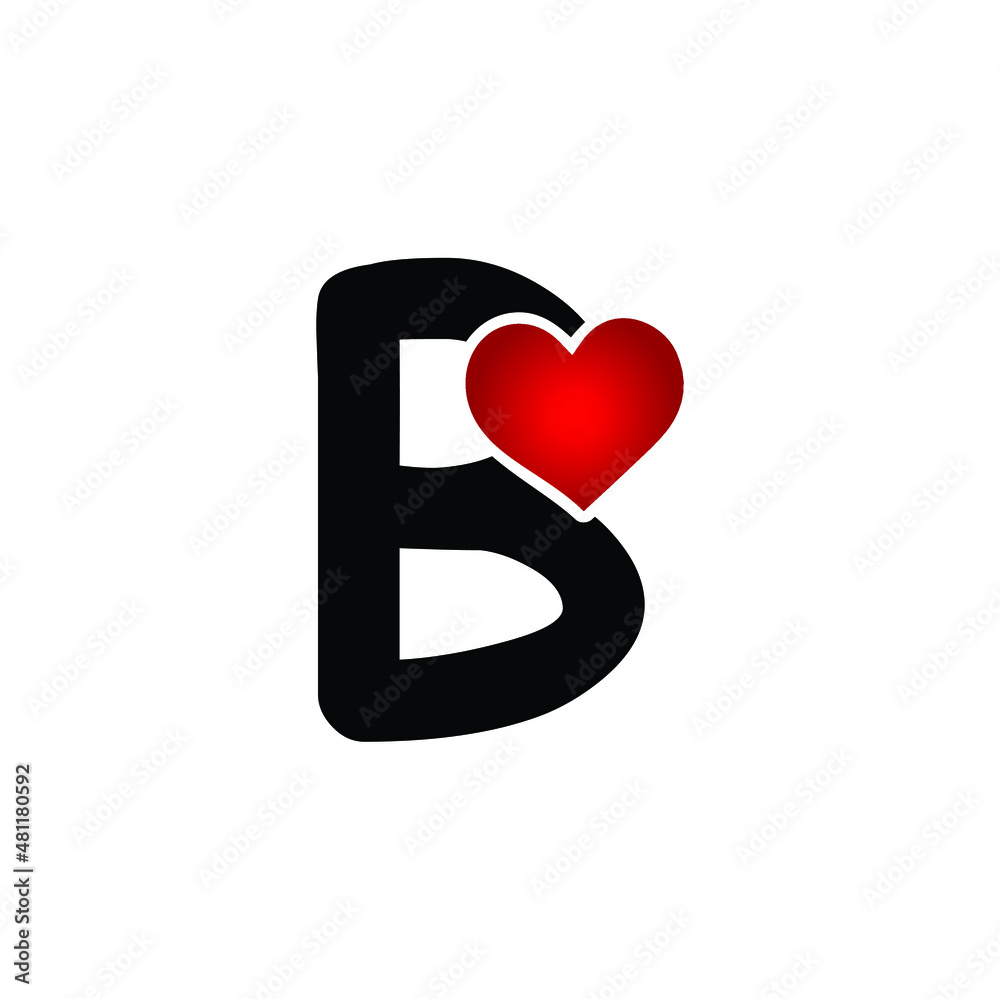 B letter logo with heart icon, Happy Valentines initial B logo, Letter ...