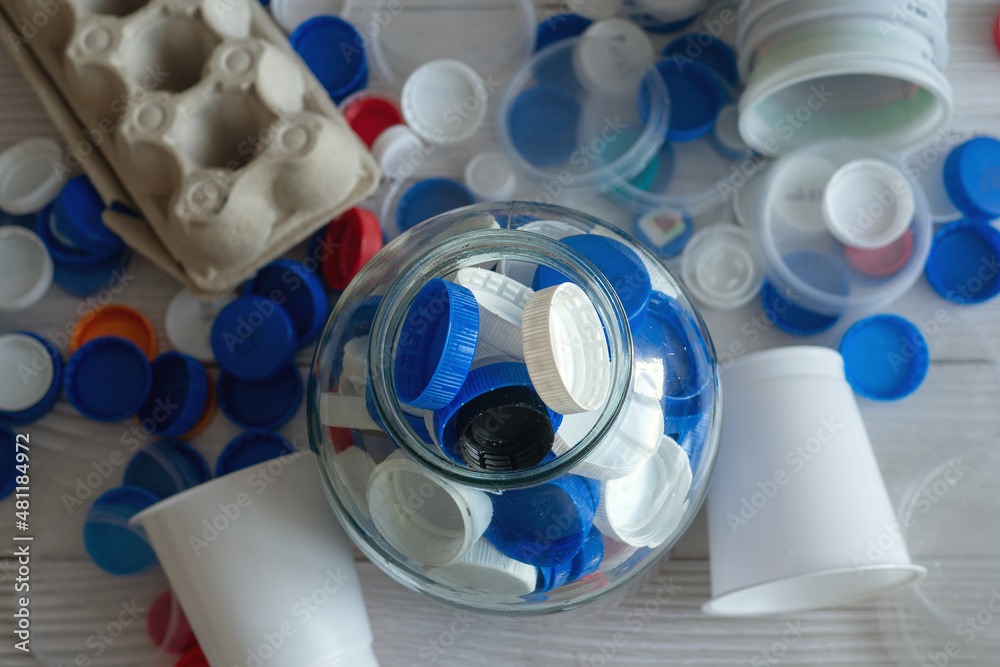 Waste sorting at home. Plastic waste for recycling. Zero waste and eco ...