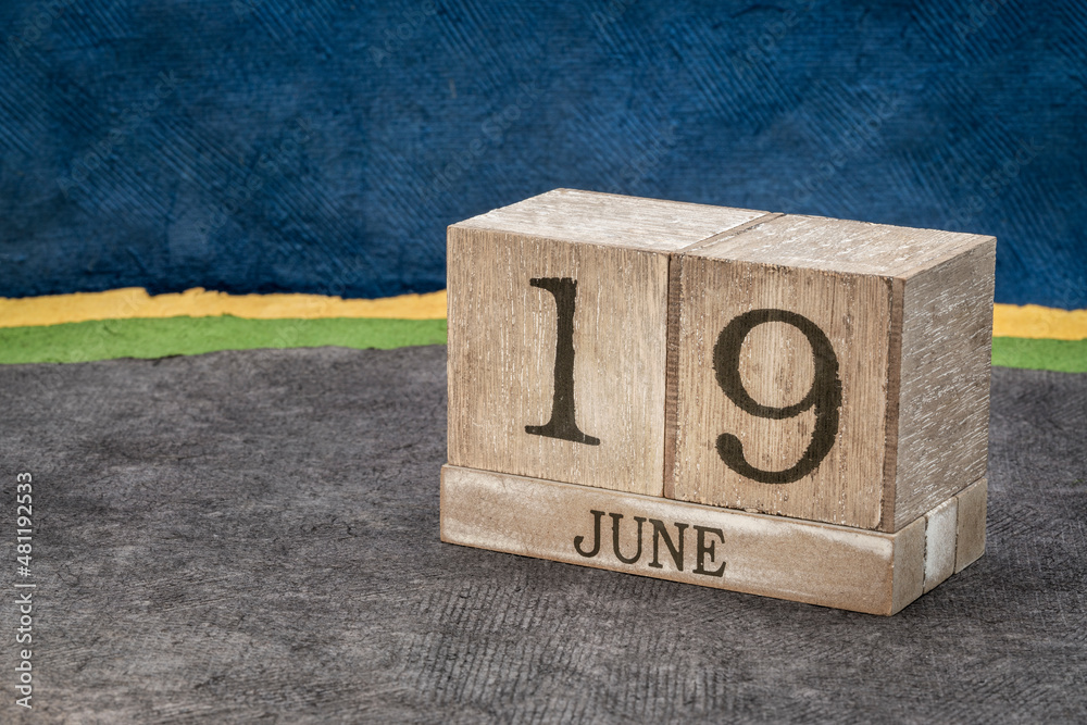 Juneteenth (June 19) in a desktop wooden calendar – also known as ...