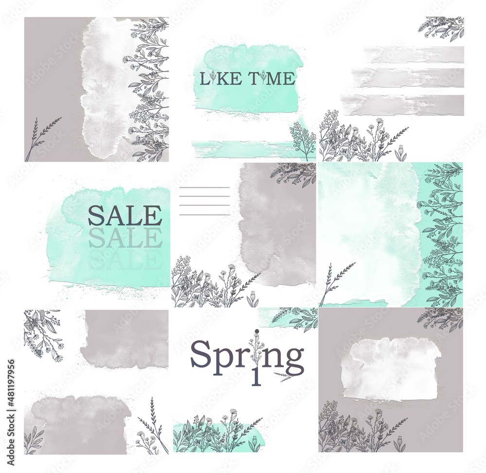 spring templates for instagram, discount, like time, spring, flowers ...