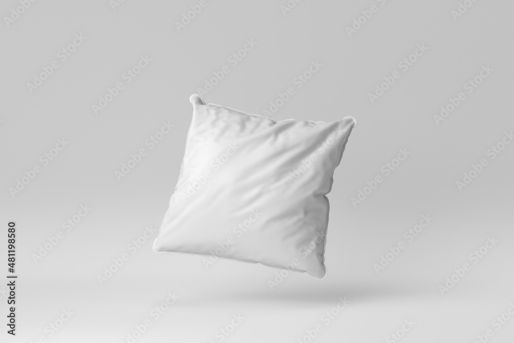 Blank soft pillow on white background. minimal concept. 3D render ...