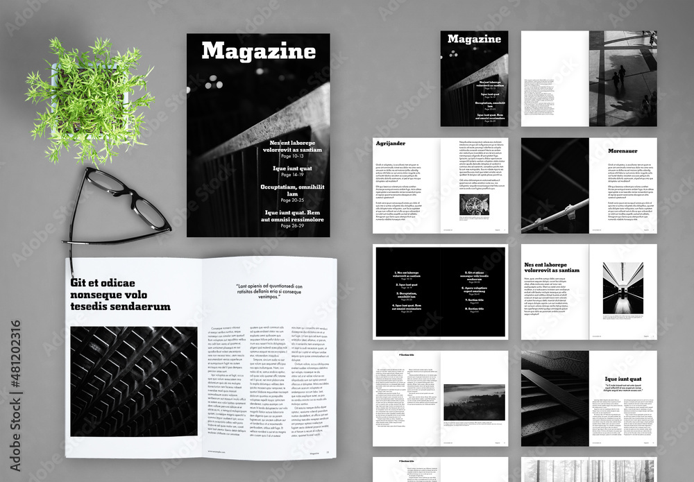 Monochrome Cultural Magazine Layout Stock Template | Adobe Stock