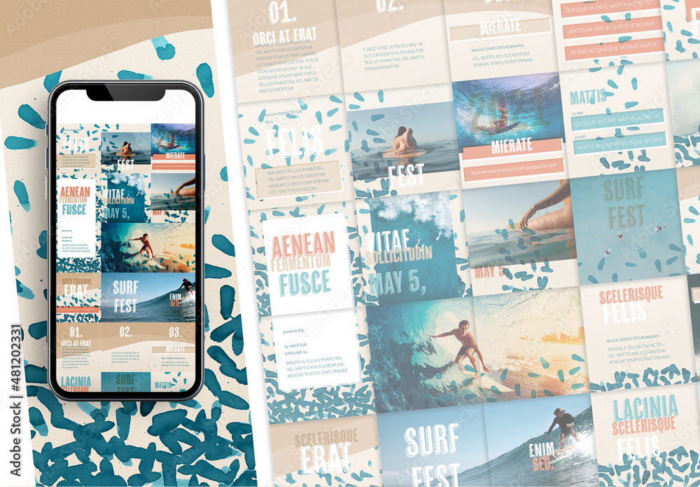 Social Media Post Surf Stock Template | Adobe Stock