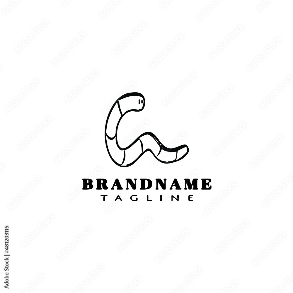 earthworm cartoon logo template icon design black isolated vector ...