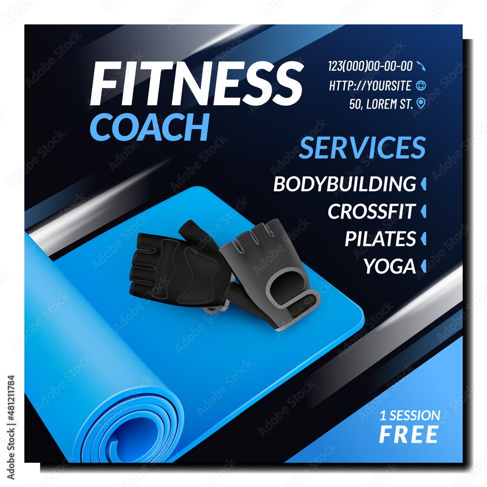 fitness coach. Gym poster sport workout background fitness health ...