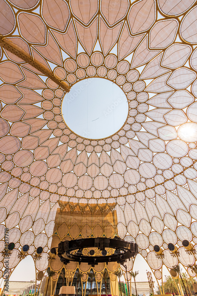 View of Al Wasl Plaza at Expo 2020 Dubai. Dubai - UAE: 9 January 2022 ...