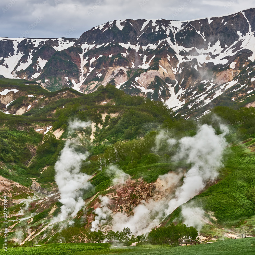 Kamchatka, Russia. Valley of Geysers. Tourist land of volcanoes and ...