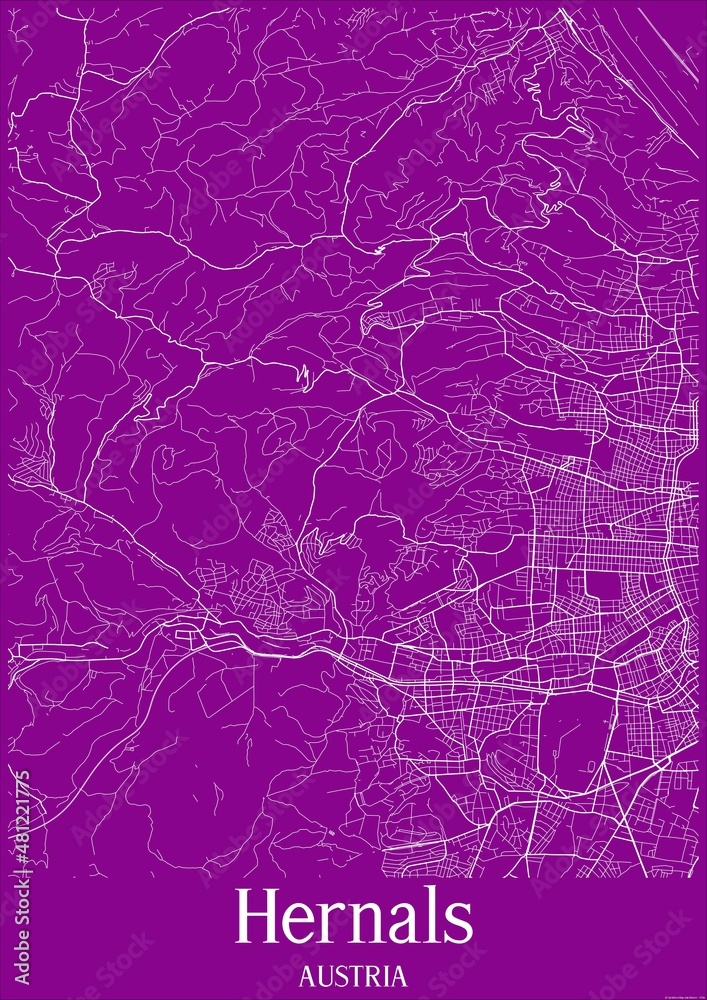 Purple map of Hernals Austria. Stock Illustration | Adobe Stock