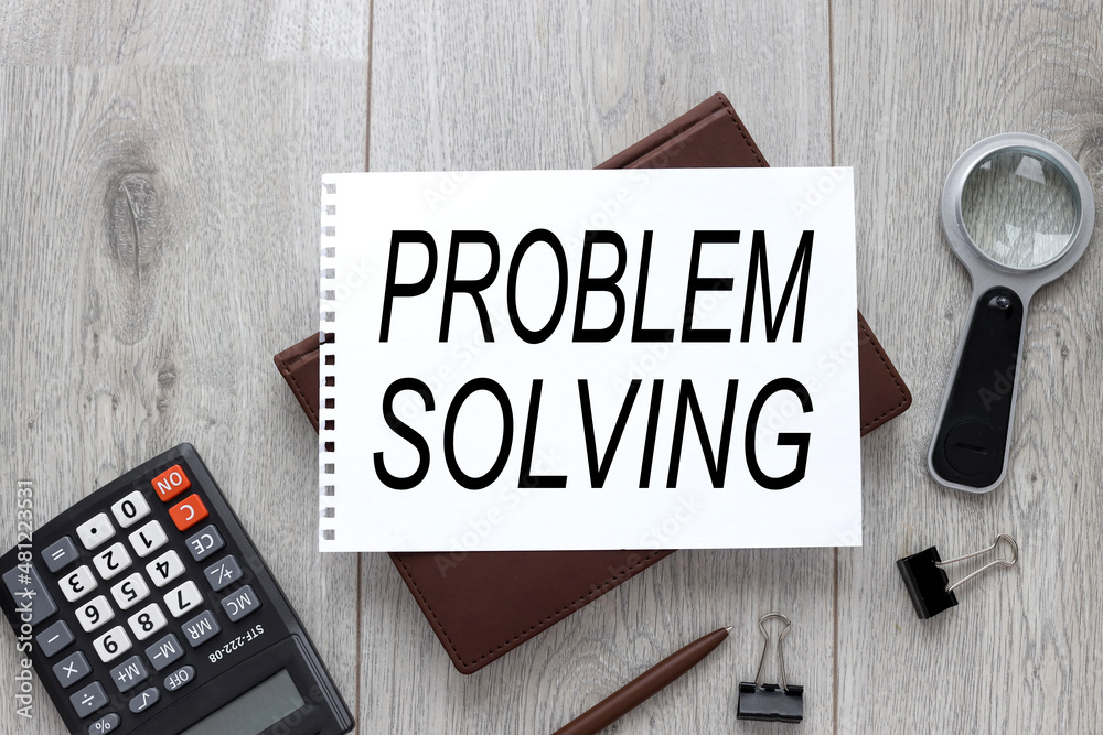 Problem Solved. closed notepad in brown color with text on white paper ... Problem Solved. closed notepad in brown color with text on white paper ...