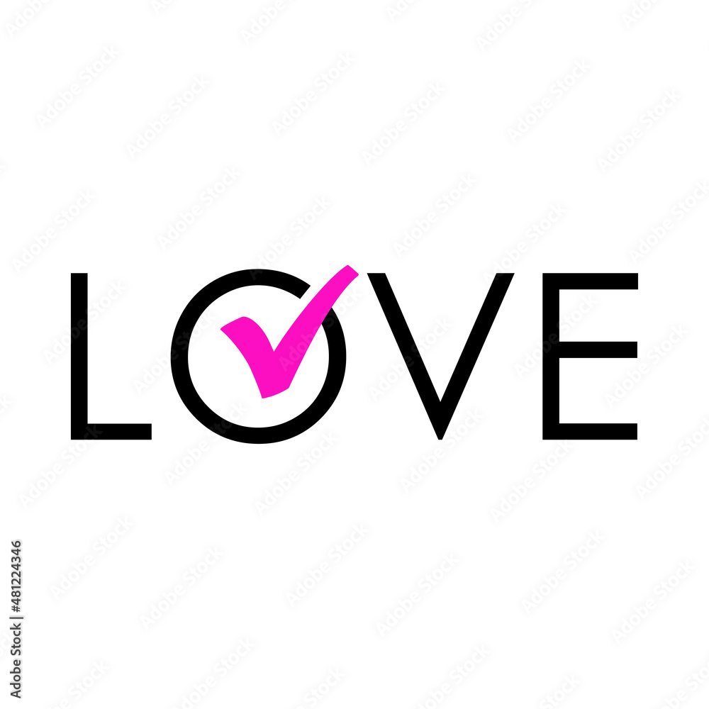 Banner con texto Love con cheque en letra O como casilla de ...