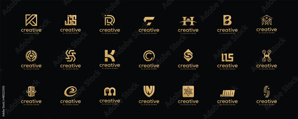 Set of creative initials letters monogram minimalist a-z logo design ...