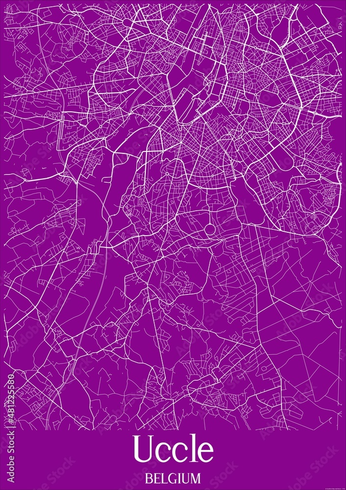 Purple map of Uccle Belgium. Stock Illustration | Adobe Stock