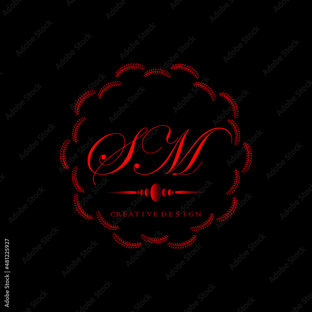 SM,S M calligraphy letter logo design,SM design,SM logo design letter ...