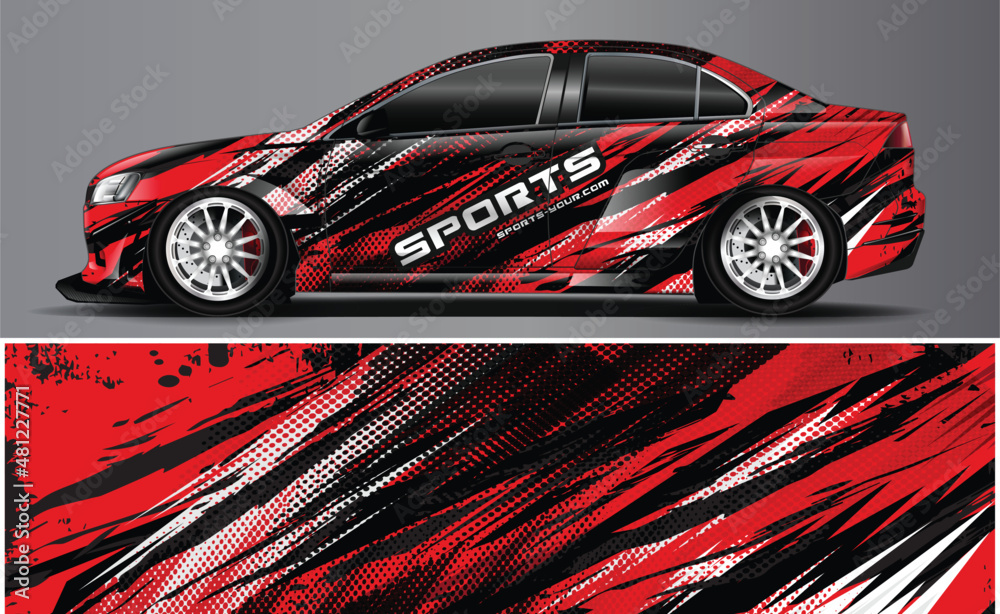sports car wrap design vector, car decal, vehicle graphics Stock Vector ...