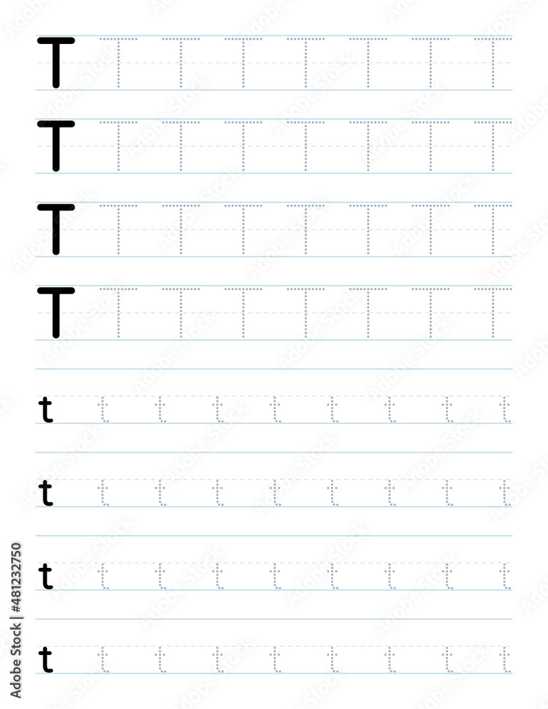 Tracing Letter T Worksheet For Kids Stock Vector Adobe Stock tracing-letter-t-worksheet-for-kids-stock-vector-adobe-stock