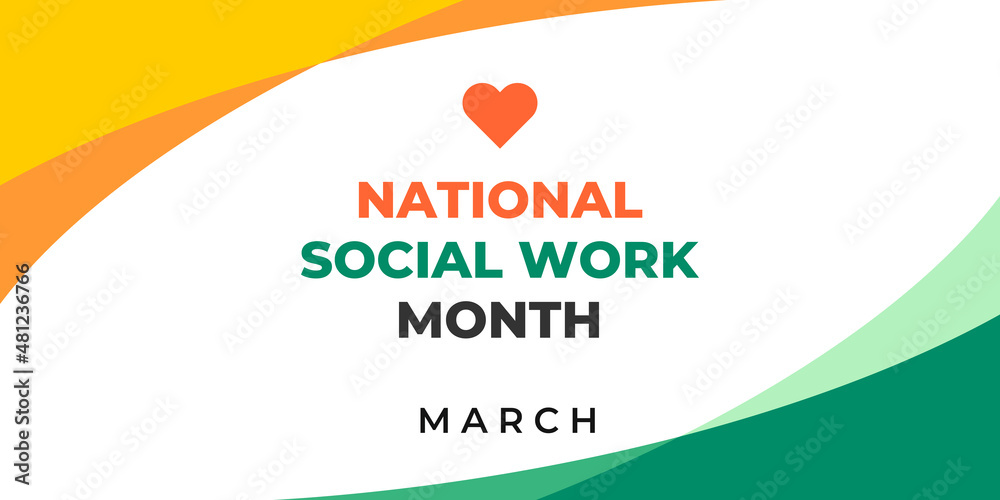 National social work month. Vector web banner, illustration, poster ...