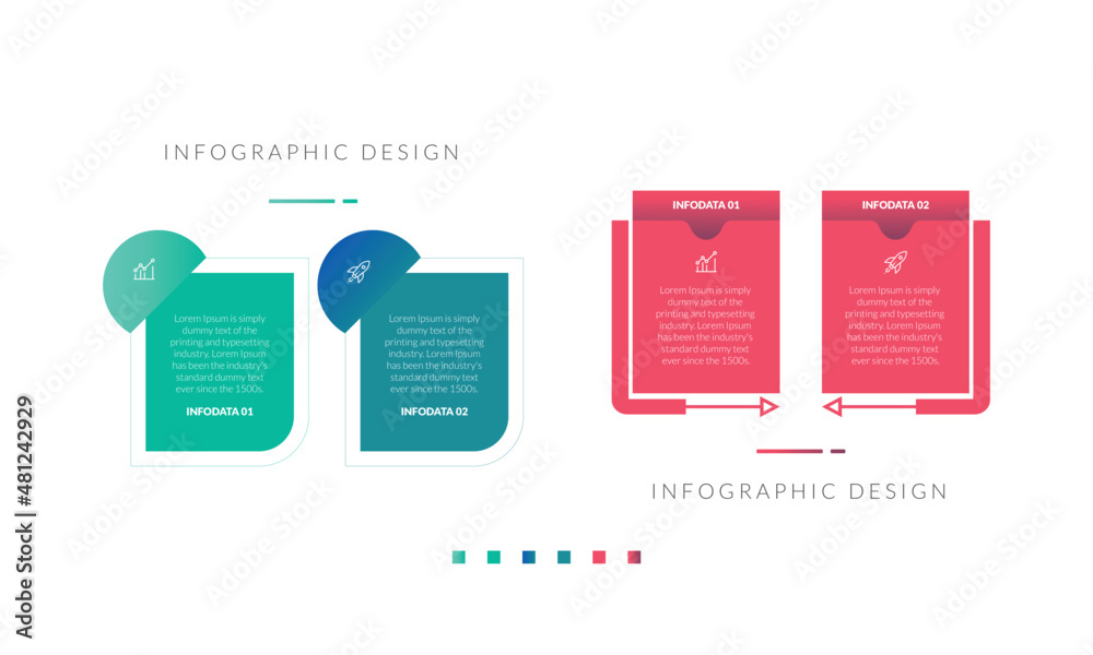 2 step premium infographics vector template set.Business concept with 2 ...