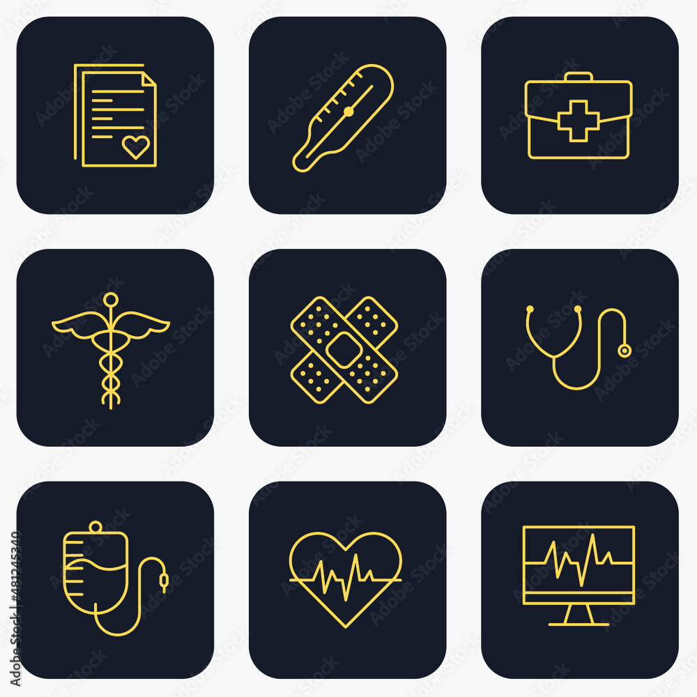 Set of Medicine and Health icon. Medical Assistance pack symbol ...