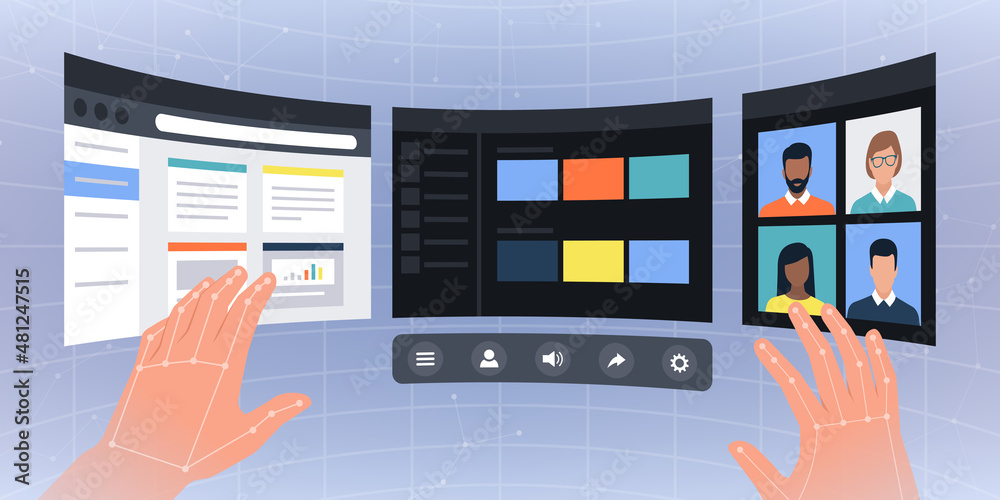 Virtual desktop screens with interactive apps Stock Vector | Adobe Stock