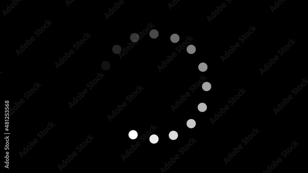 Loading circle animation on black background. Motion graphic. 4K video 30 frames per second ...
