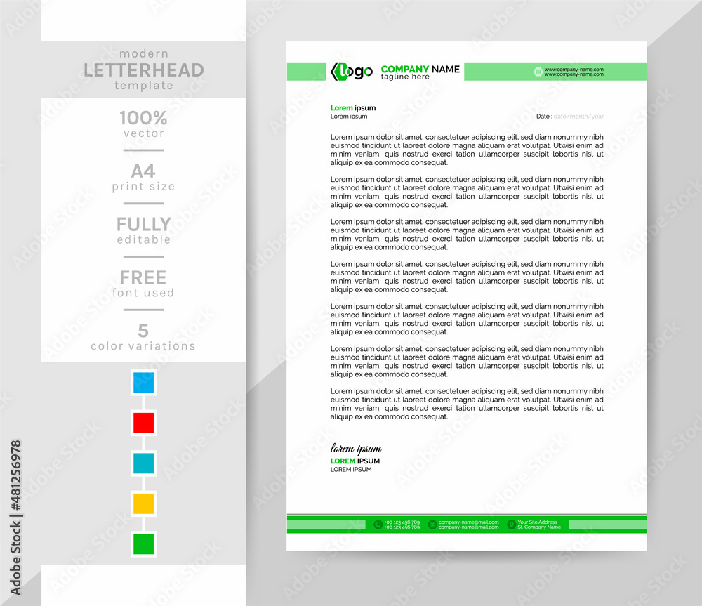 A4 size Business letterhead template. This modern creative and elegant ...