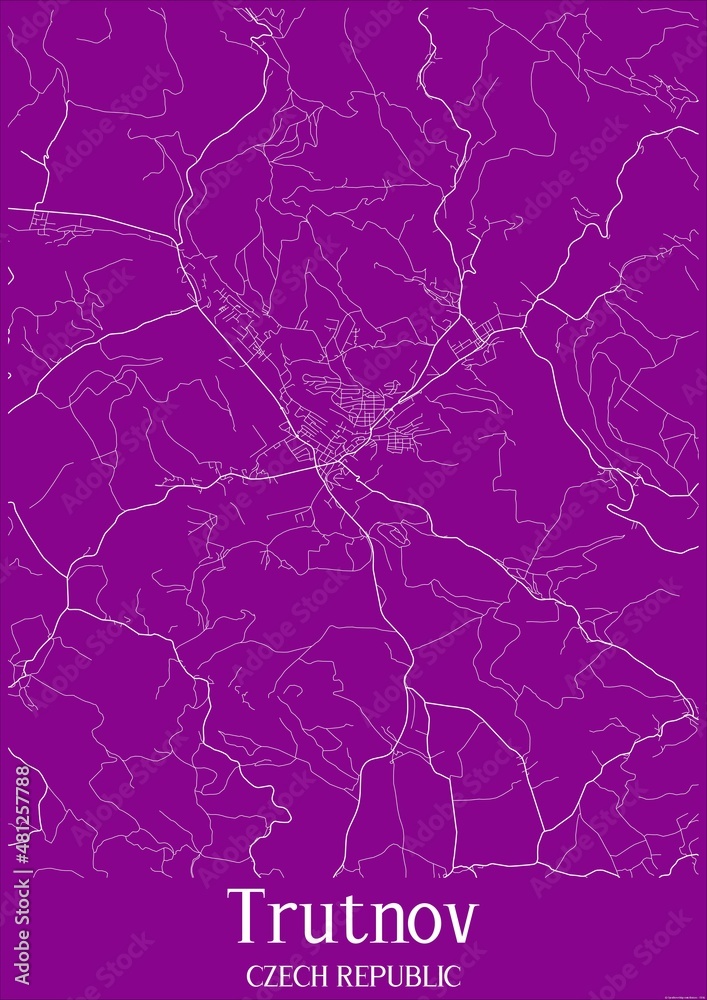 Purple map of Trutnov Czech Republic. Stock Illustration | Adobe Stock