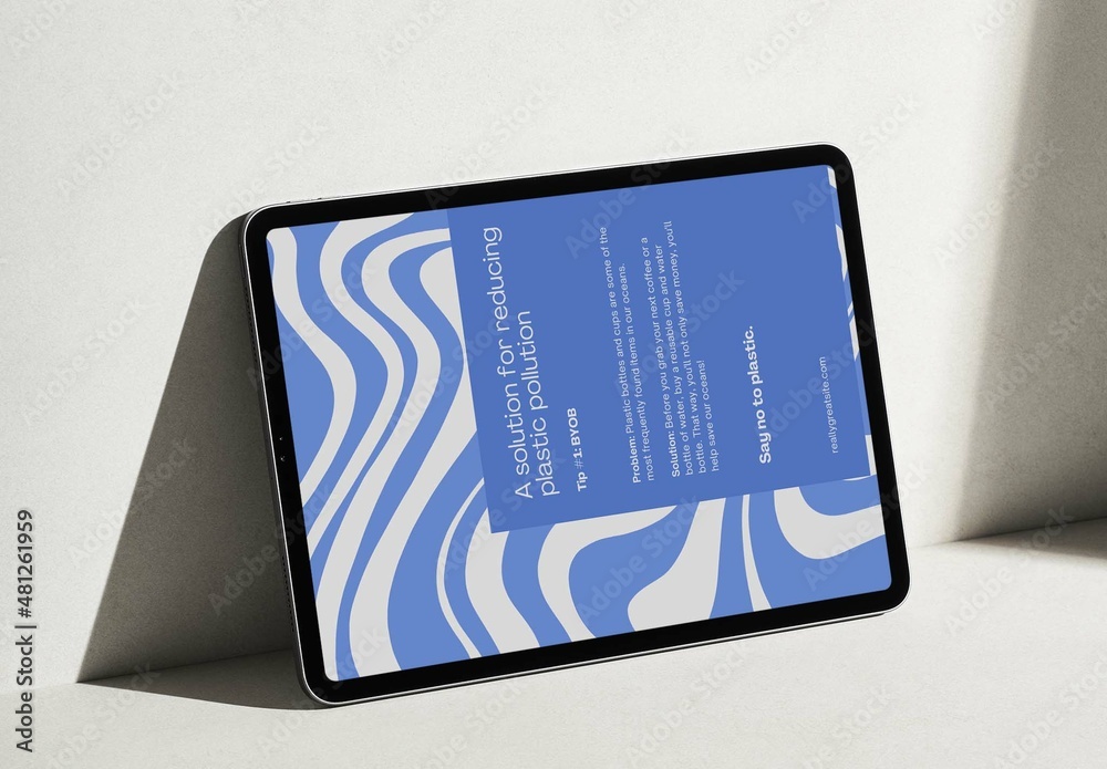 Smart Tablet on a Concrete Surface with Hard Light Mockup Stock ...