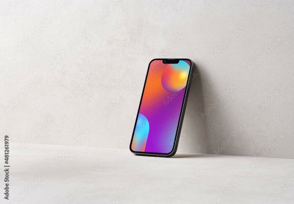 Smartphone on a Concrete Background with Soft Shadows Stock Template ...