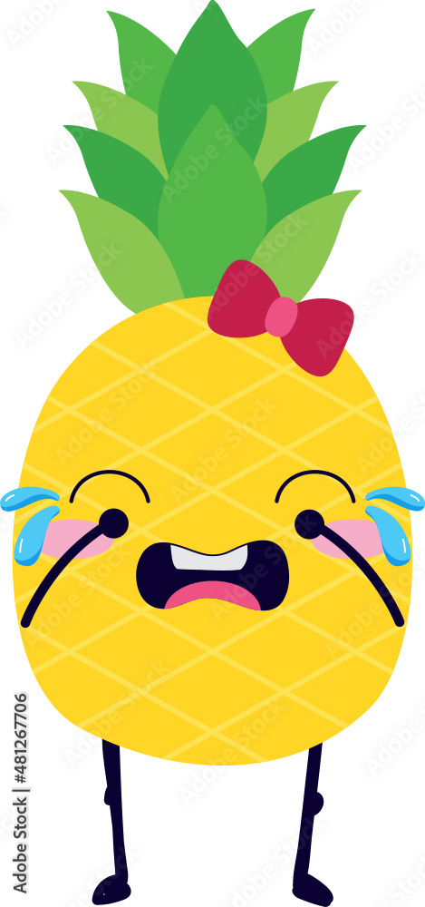 Pineapple Emoji sad cry Stock Vector | Adobe Stock
