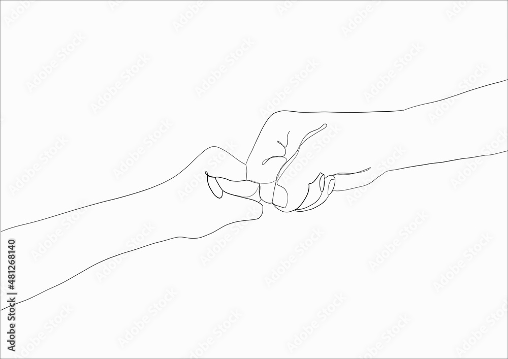 Continuous line drawing of putting hands together.success,partnership ...