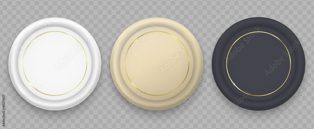 Premium round frame vector set. Blank labels, banners, icons or buttons ...