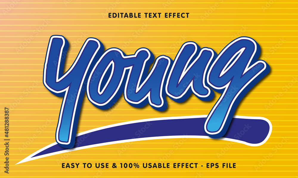 editable young vector text effect with modern style design Stock Vector ...