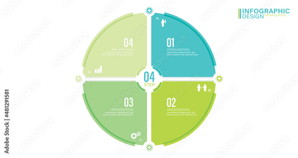 Vector infographic circle. Cycle diagram with 4 options. Presentation ...