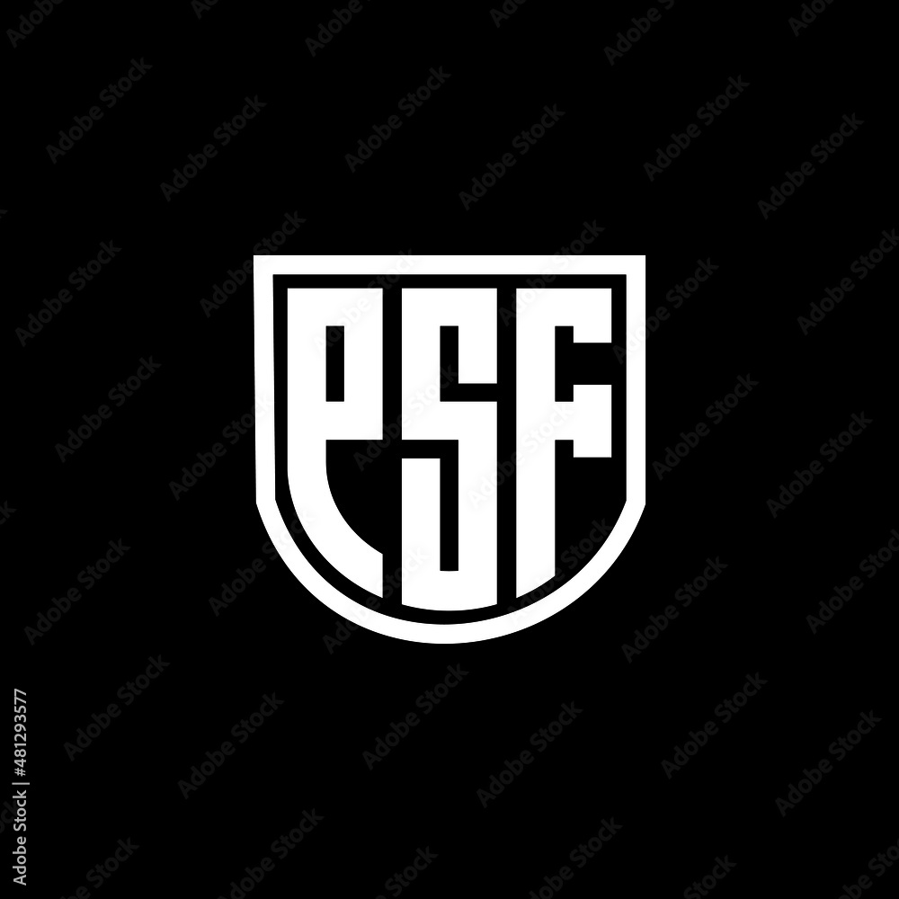 PSF letter logo design with black background in illustrator, vector ...