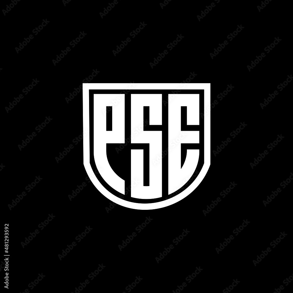 PSE letter logo design with black background in illustrator, vector ...
