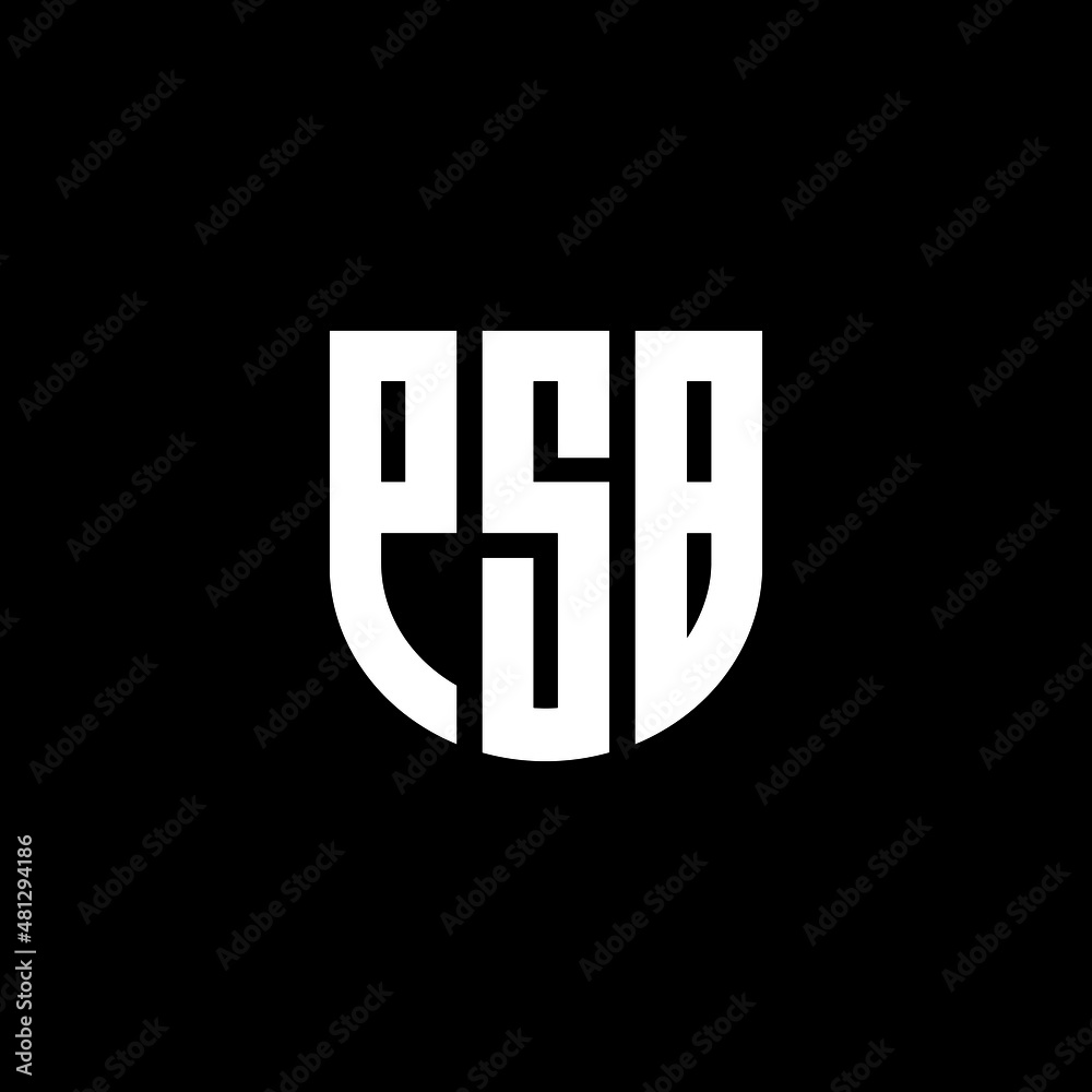 PSB letter logo design with black background in illustrator, vector ...