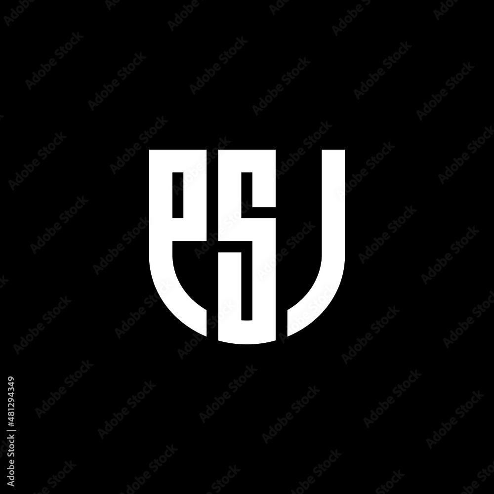 PSJ letter logo design with black background in illustrator, vector logo modern alphabet font ...