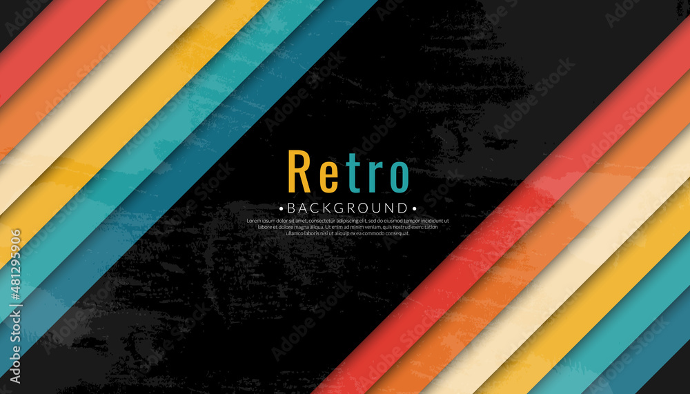 Retro color background. 70s Stripe Colorful Rainbow. 1970s color ...