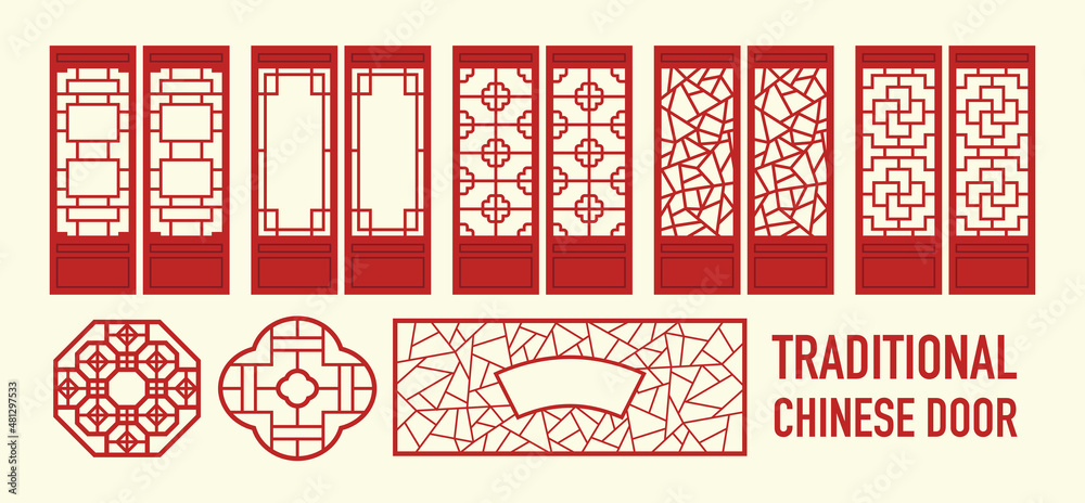 Traditional Chinese Door Stock Vector | Adobe Stock